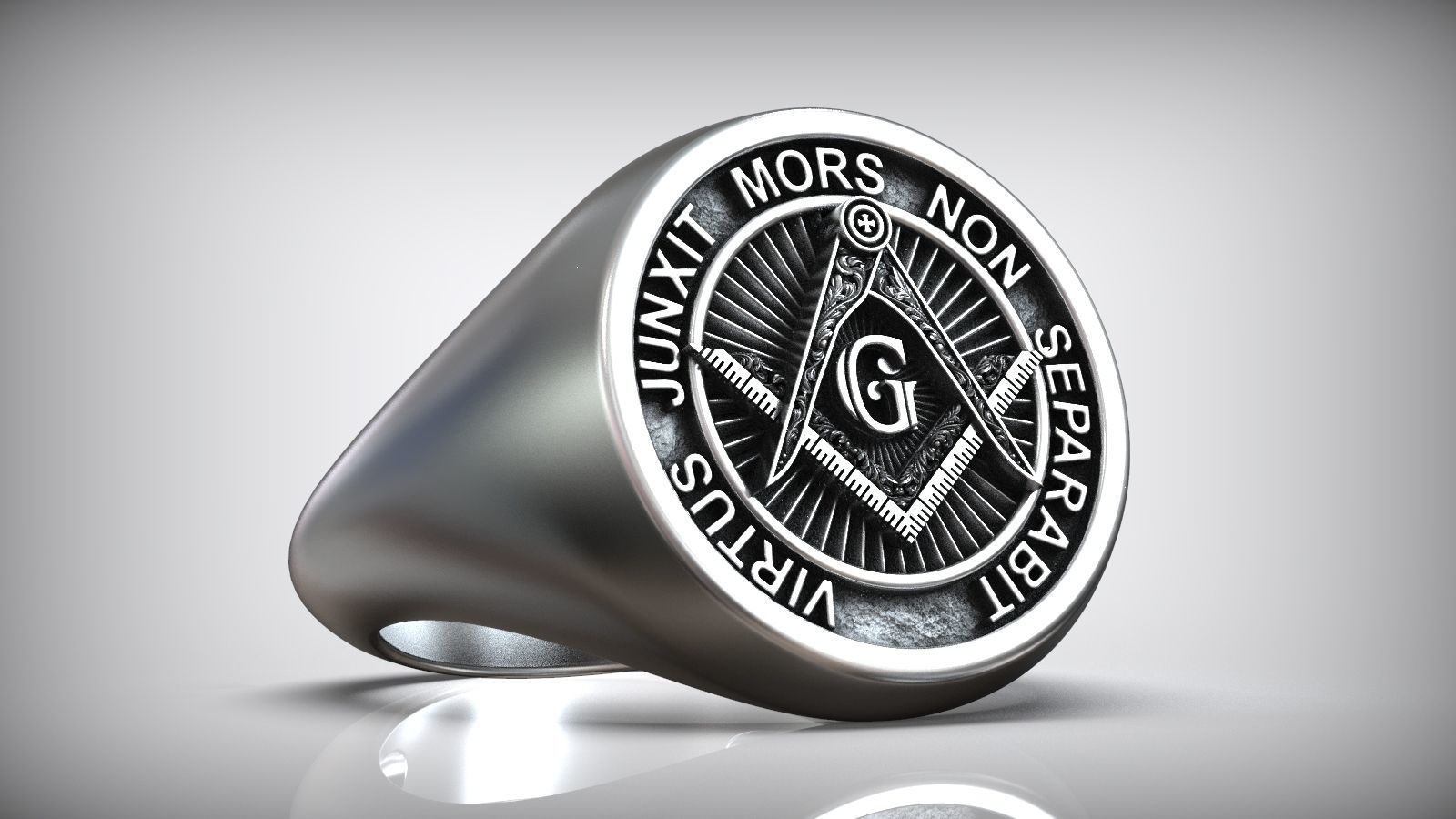 Freemason Square Compasses Gimmel Symbol Ring 3D model 3D printable ...