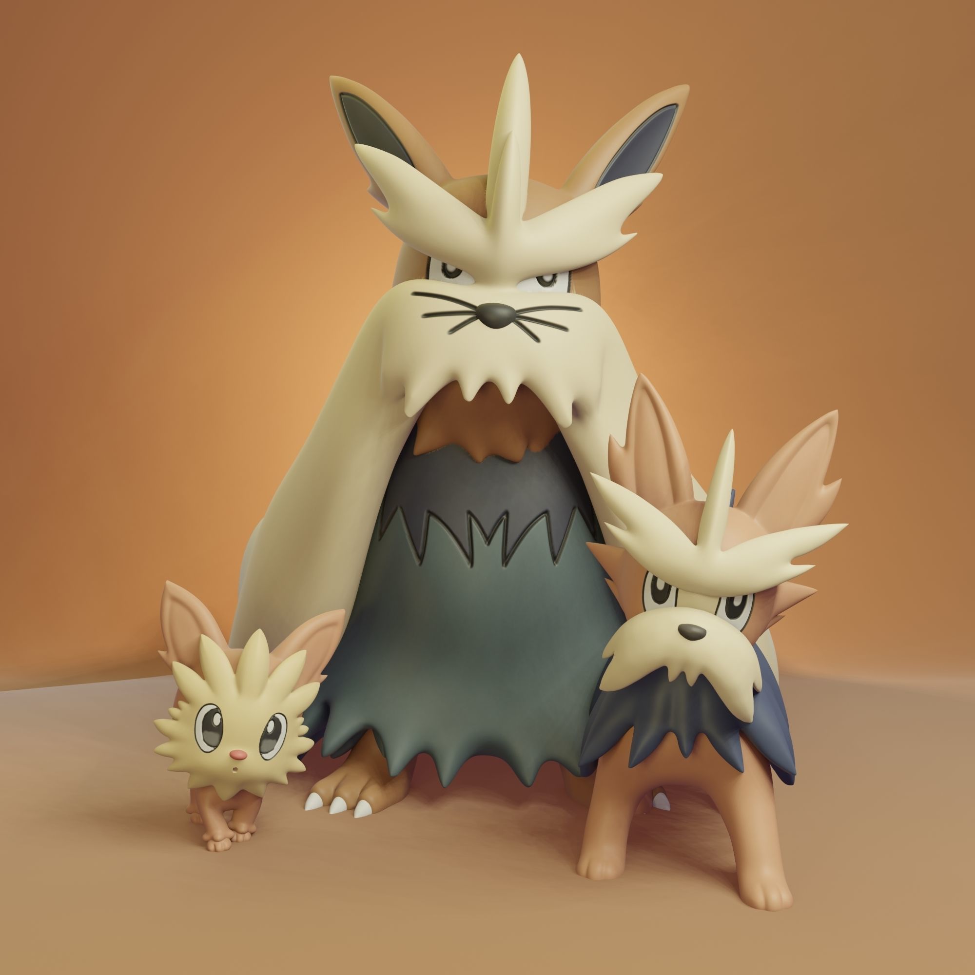 Pokemon - Lillipup Herdier and Stoutland with 2 poses 3D model 3D ...