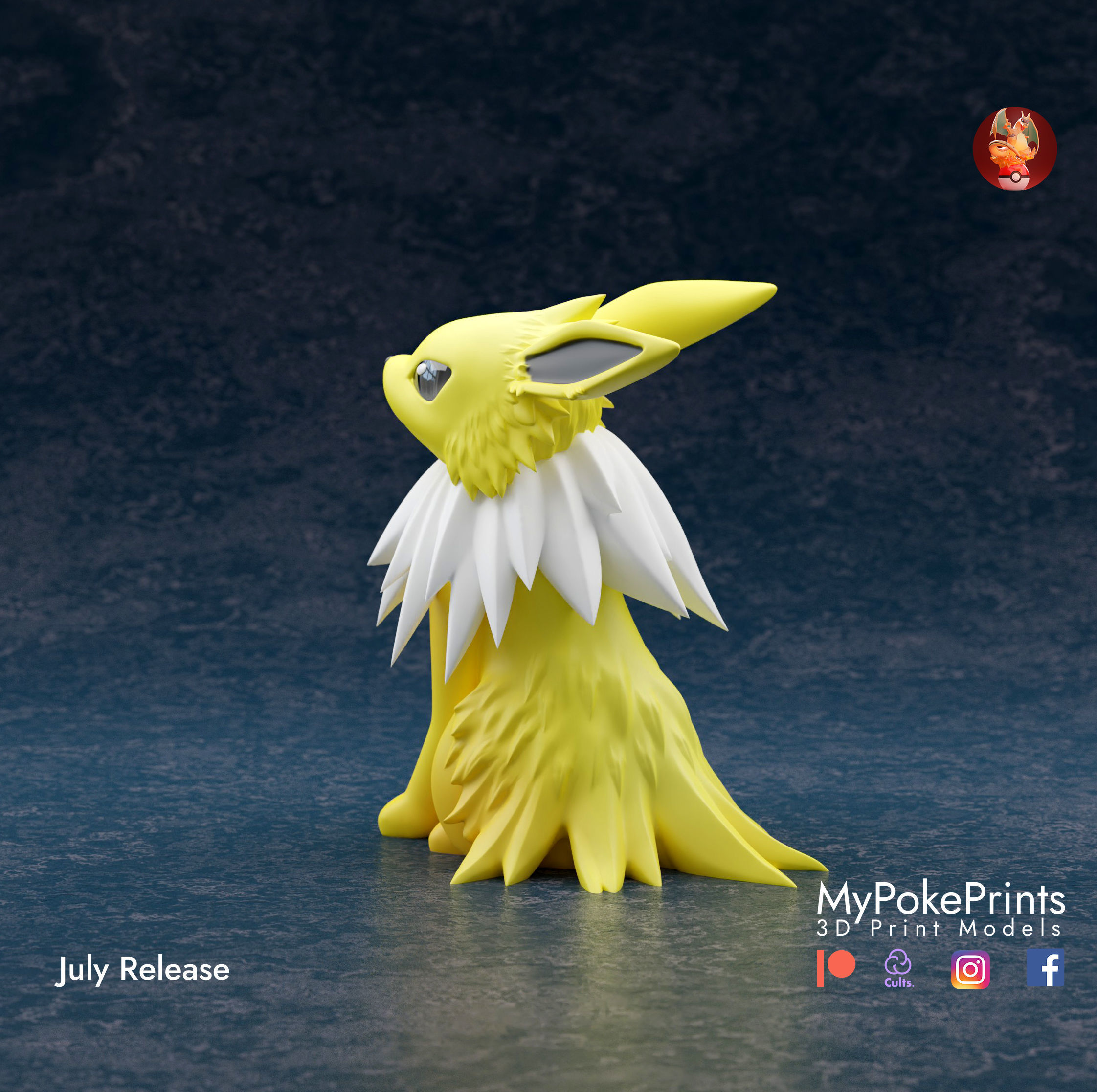 JOLTEON 3 POSES - PRE-SUPPORTED EEVEELUTION POKEMON 3D model 3D ...