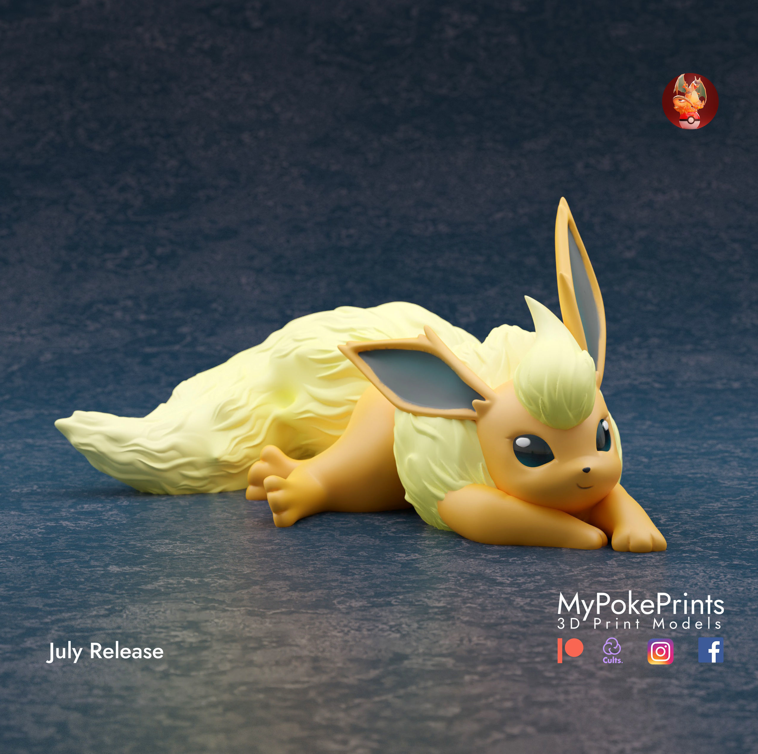 Flareon 3 poses - pre-supported eeveelution pokemon 3D model 3D ...