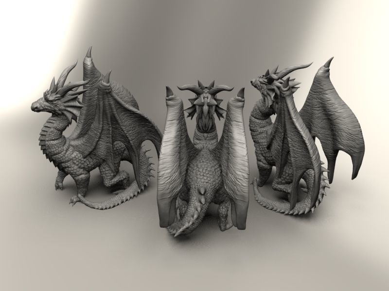 Dragon02 three dragons 3D model 3D printable | CGTrader