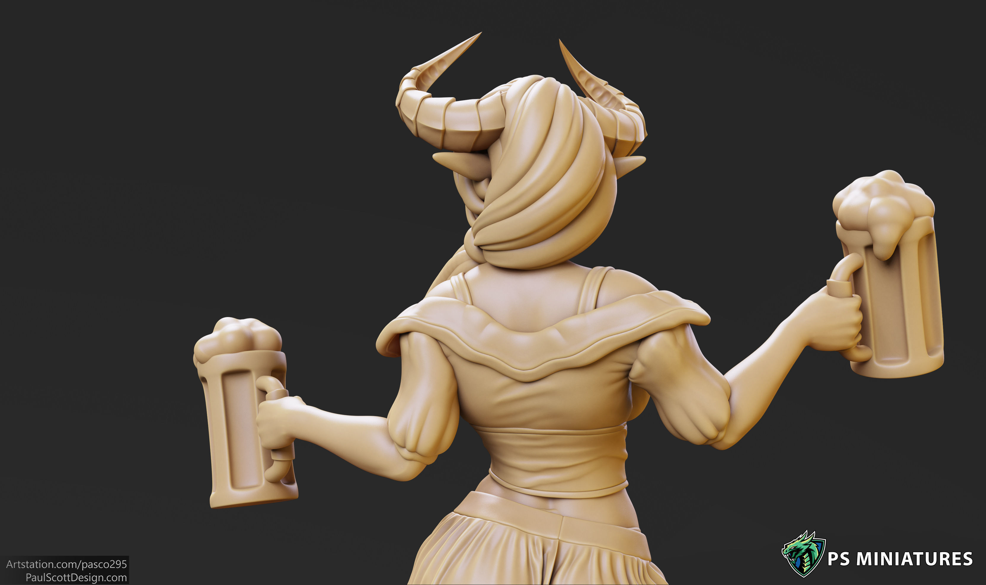 Tiefling Barmaid 01 - 2 Variants 3D model 3D printable | CGTrader