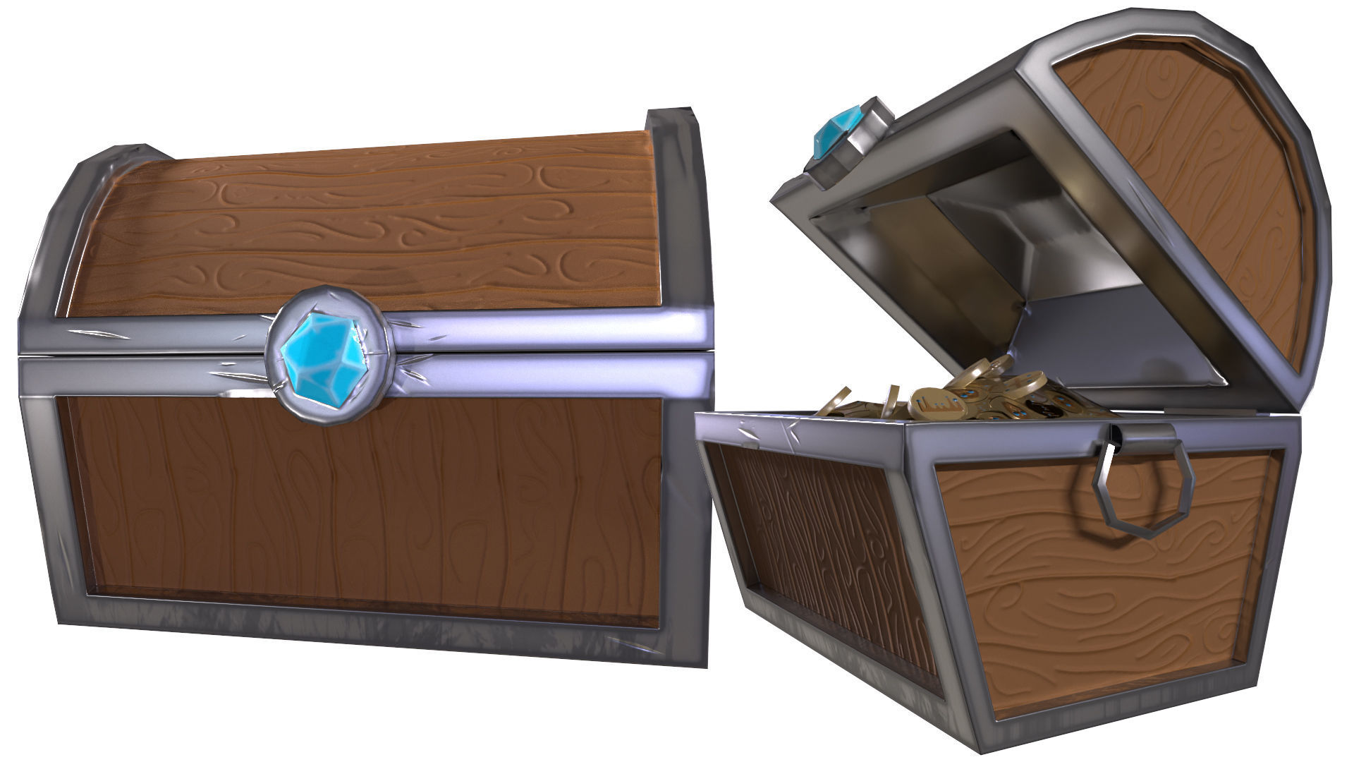 3D model Low poly chest with gold coins VR / AR / low-poly | CGTrader