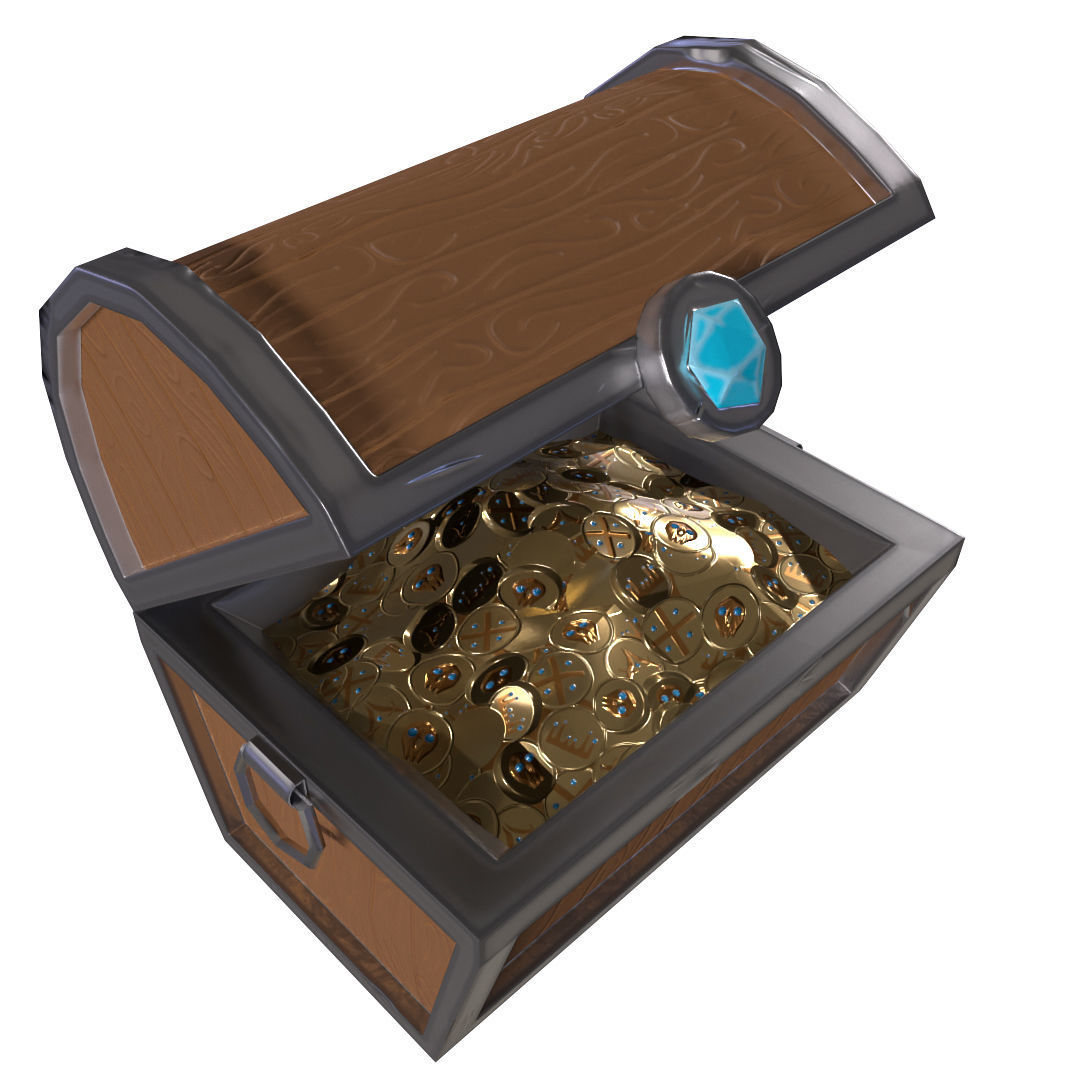 3D model Low poly chest with gold coins VR / AR / low-poly | CGTrader