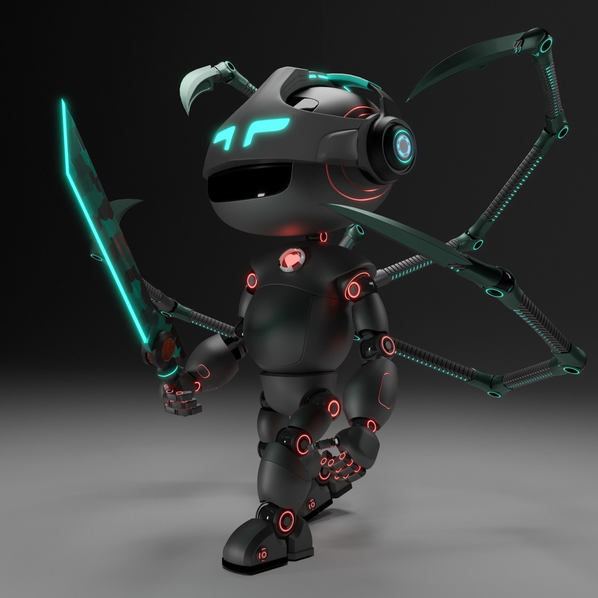 Cute Short Robot V2 3D model rigged | CGTrader