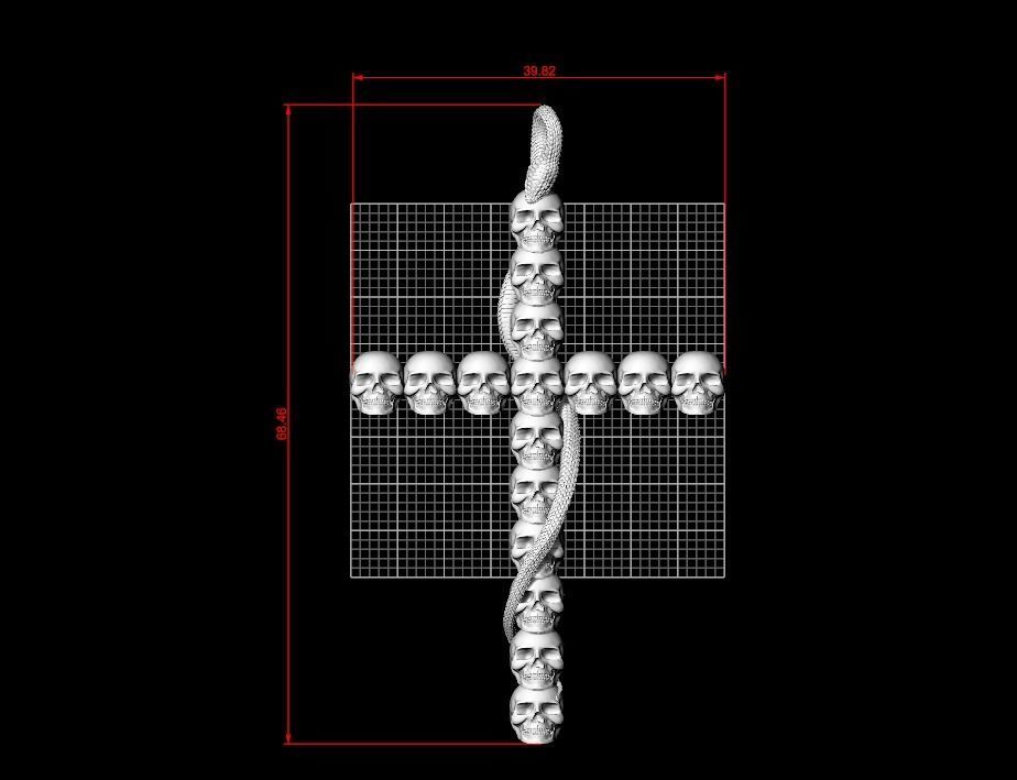 Cross skulls serpent snake biker gothic 3D model 3D printable | CGTrader