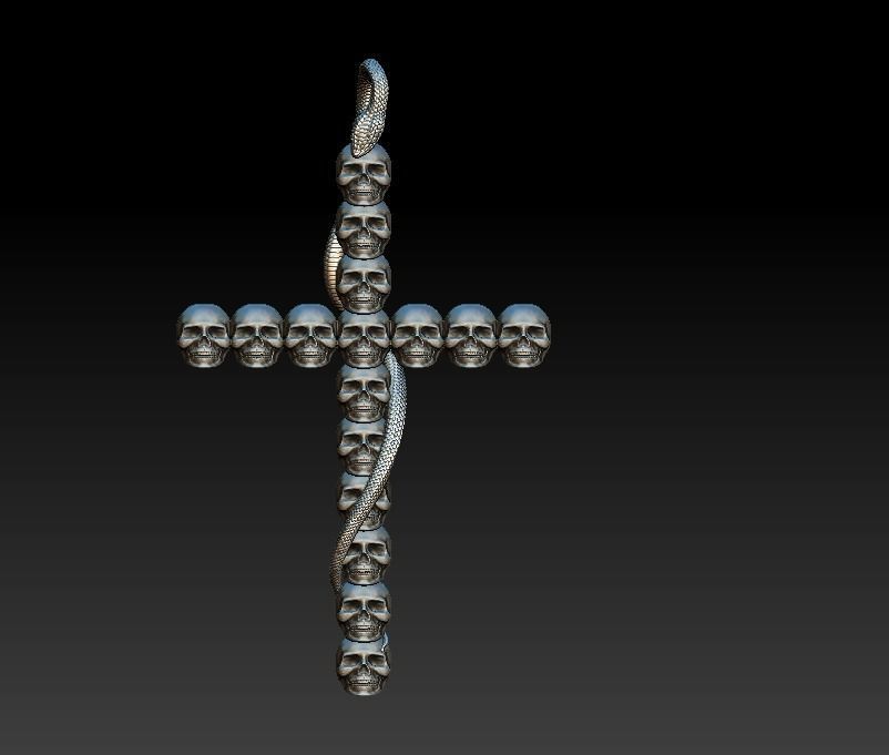 Cross skulls serpent snake biker gothic 3D model 3D printable | CGTrader
