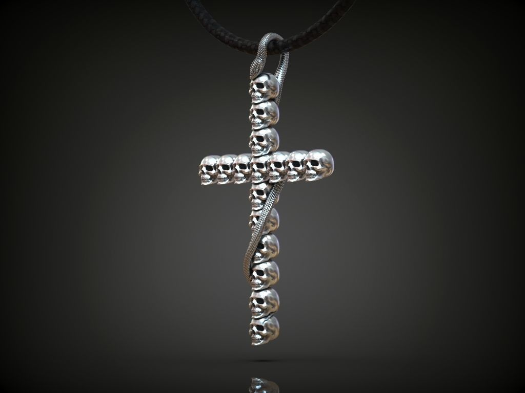 Cross skulls serpent snake biker gothic 3D model 3D printable | CGTrader