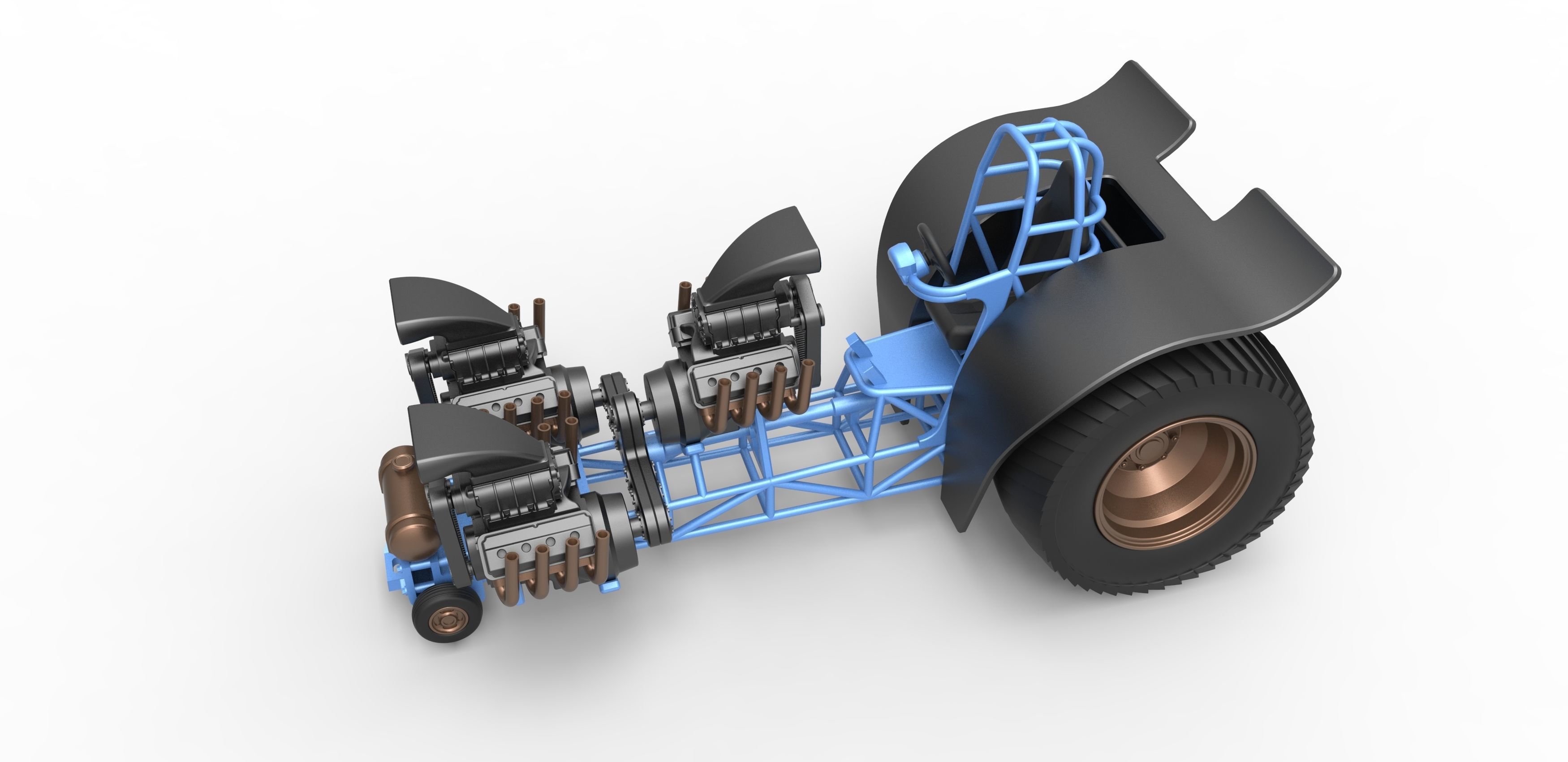 Diecast Pulling tractor 3 engines V8 Version 2 Scale 1 to 25 3D model ...