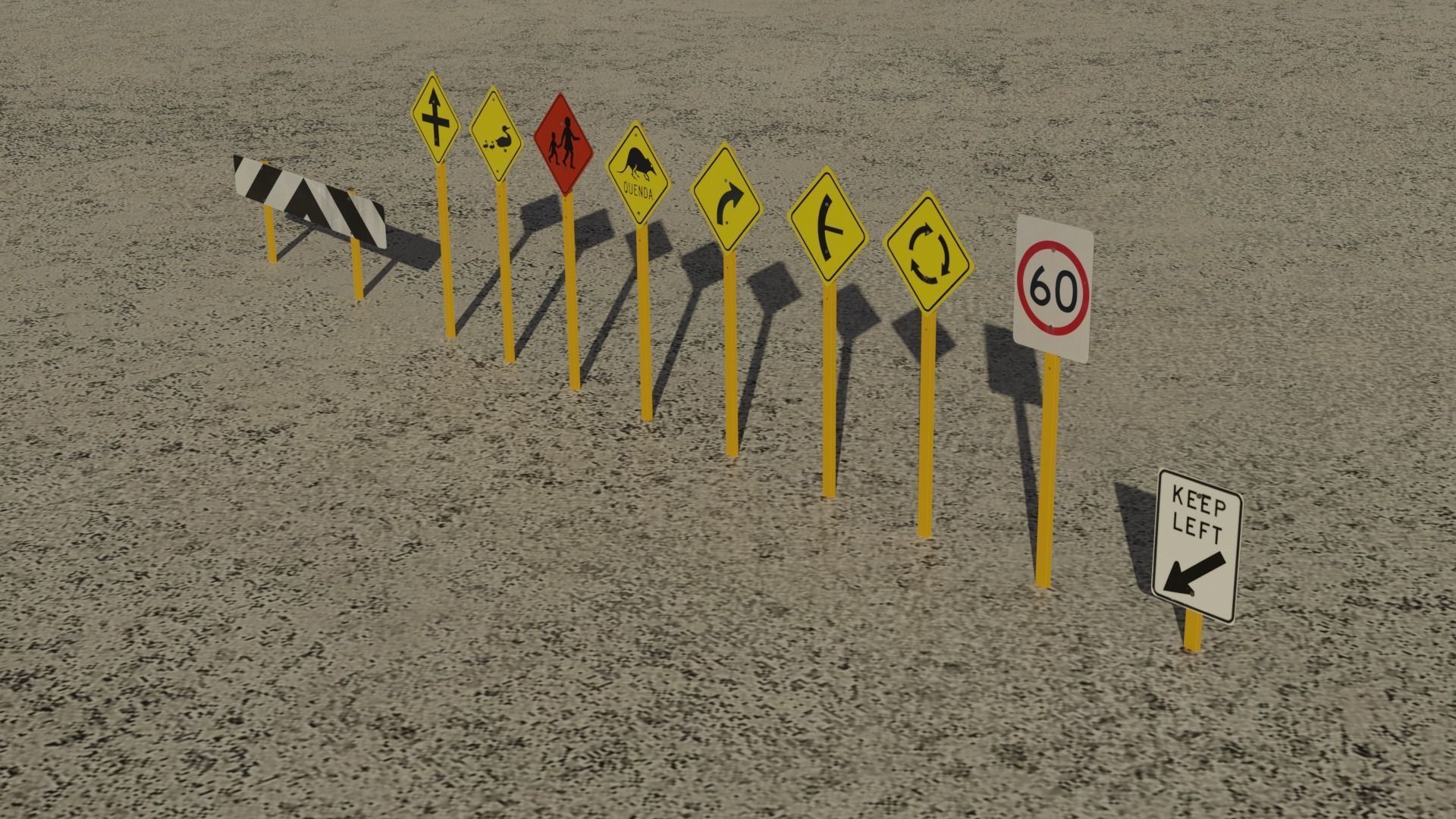 3D model Australian Road Sign Pack 1st Edition - 10 Aussie Road Signs ...