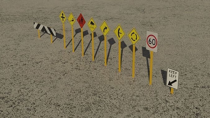 3D model Australian Road Sign Pack 1st Edition - 10 Aussie Road Signs ...