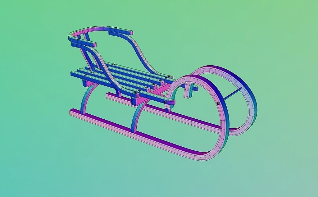 Traditional classic wooden sledge 3D model | CGTrader