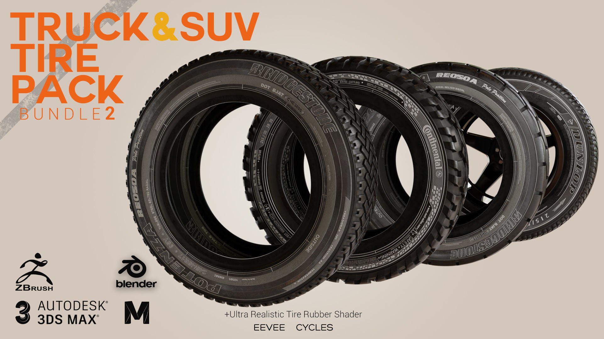 3D model TRUCK - SUV Tire Pack Bundle 2 VR / AR / low-poly | CGTrader
