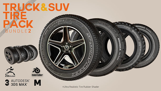3D model TRUCK - SUV Tire Pack Bundle 2 VR / AR / low-poly | CGTrader