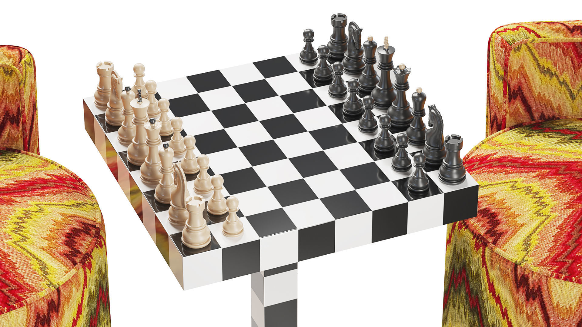 Chess Chair - Table Set 3D model | CGTrader