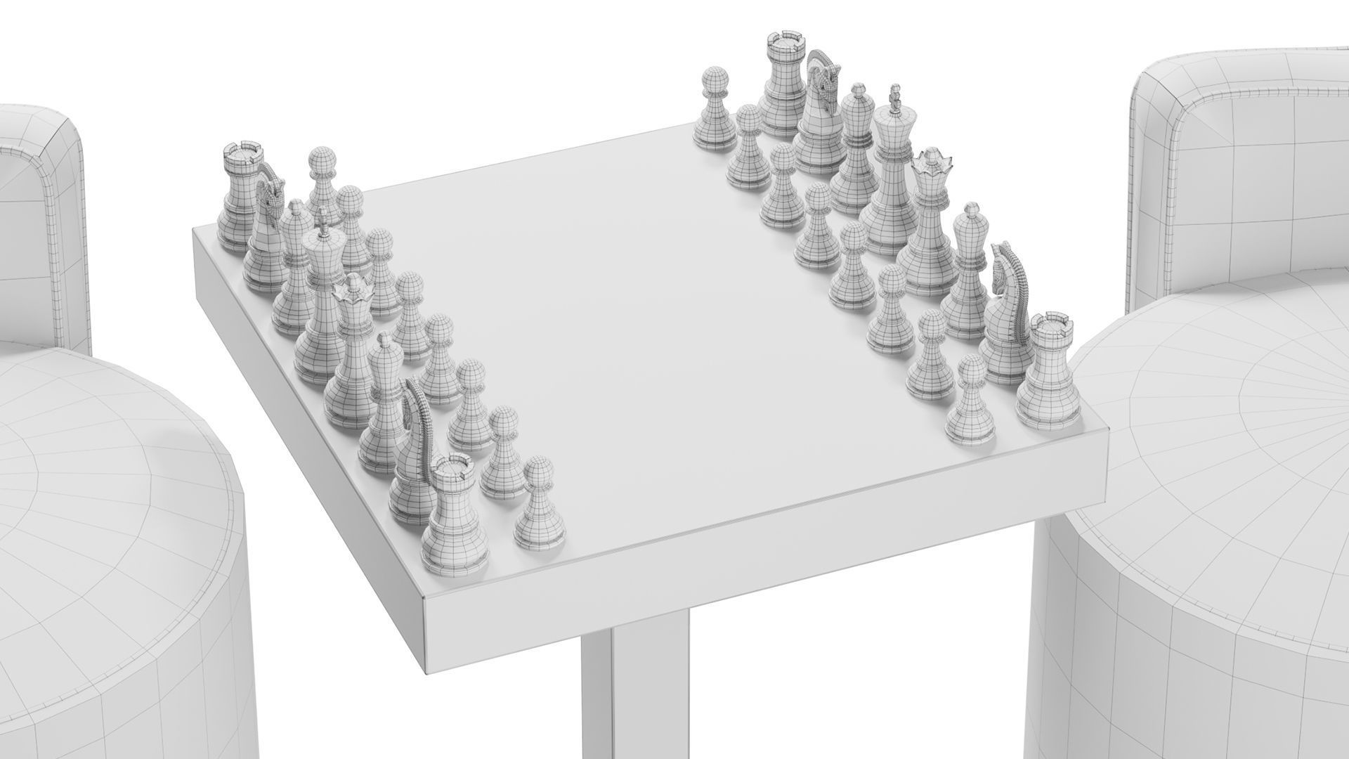 Chess Chair - Table Set 3D model | CGTrader