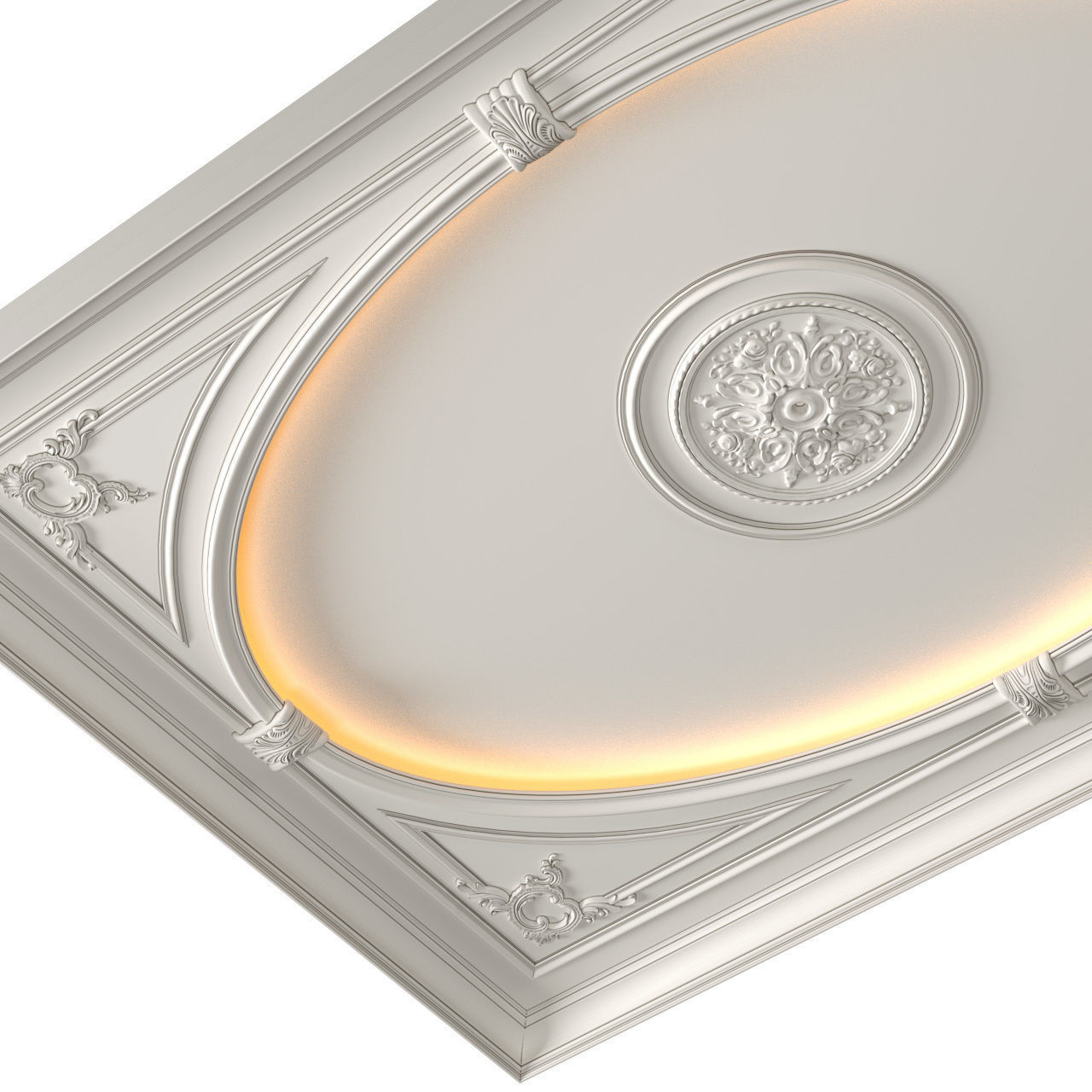 Coffered round ceiling with lighting in a classic style 3D model | CGTrader