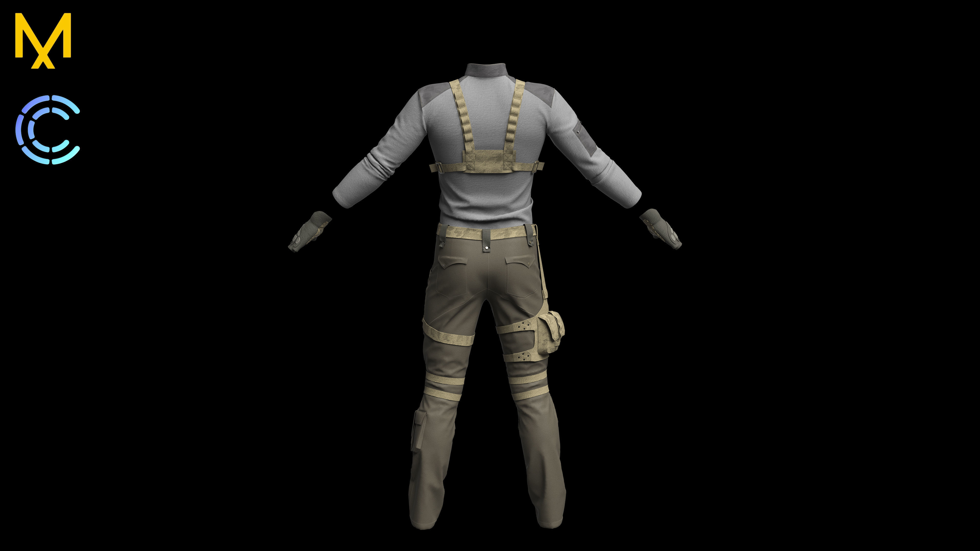 Male tactical outfit Marvelous Designer Clo 3d project 3D model rigged ...