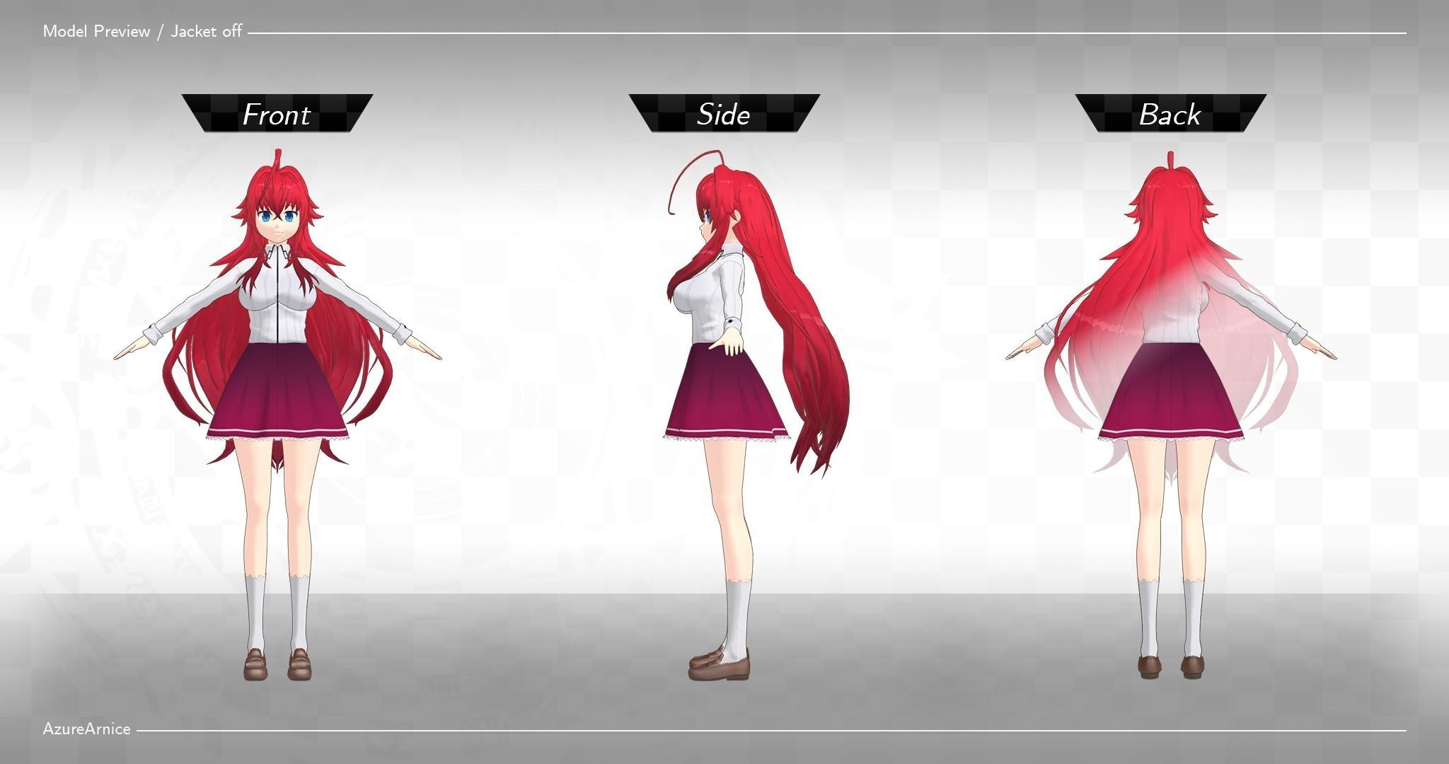 3D model Highschool DxD - Rias Gremory MMD Model DELUXE VR / AR / low ...