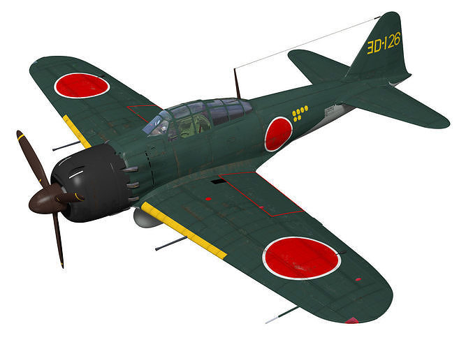 A6M5b Zero fighter Type 52 otsu 3D model | CGTrader