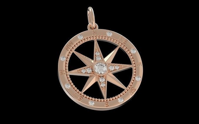 Compass Pendant 3D model 3D printable | CGTrader