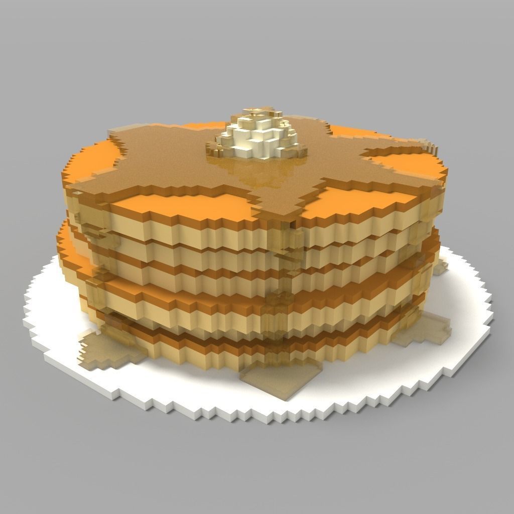 Voxel Breakfast Food Pancakes with Butter and Syrup 3D model | CGTrader