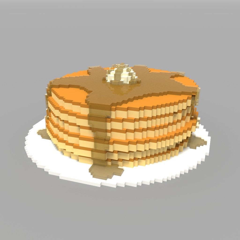 Voxel Breakfast Food Pancakes with Butter and Syrup 3D model | CGTrader