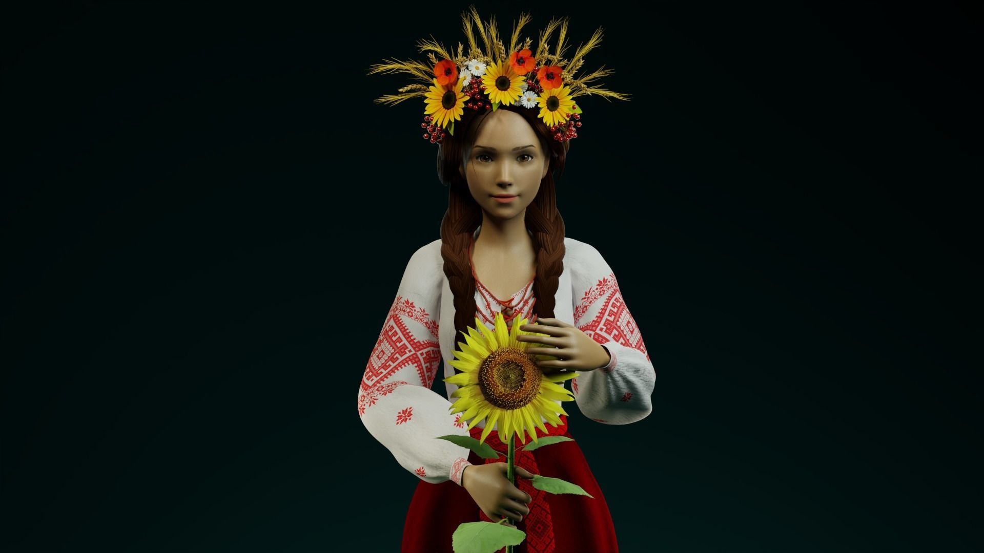 Ukrainian girl 3D model rigged | CGTrader