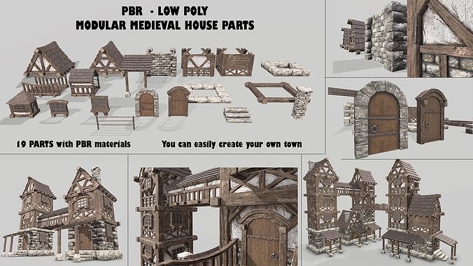3D model Modular Medieval House VR / AR / low-poly | CGTrader