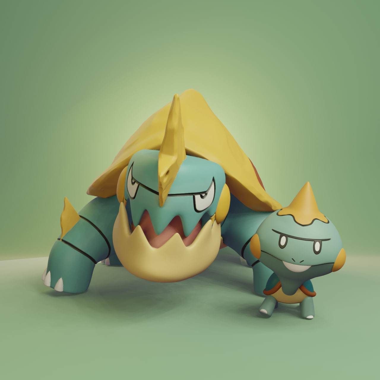 Pokemon - Chewtle and Drednaw with 2 poses 3D model 3D printable | CGTrader