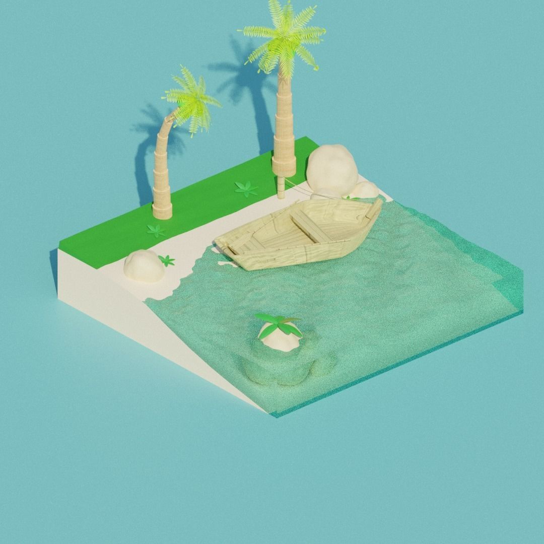 3D model tropical scene on the beach VR / AR / low-poly | CGTrader