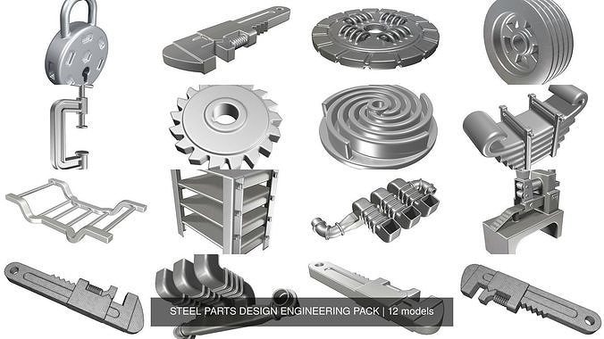 STEEL PARTS DESIGN ENGINEERING PACK 3D Model Collection | CGTrader
