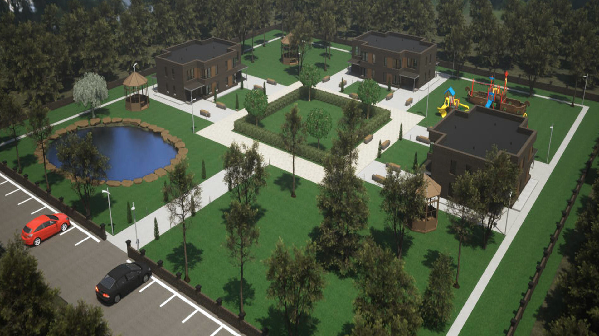 Hotel Motel House residential complex layout 3D model | CGTrader