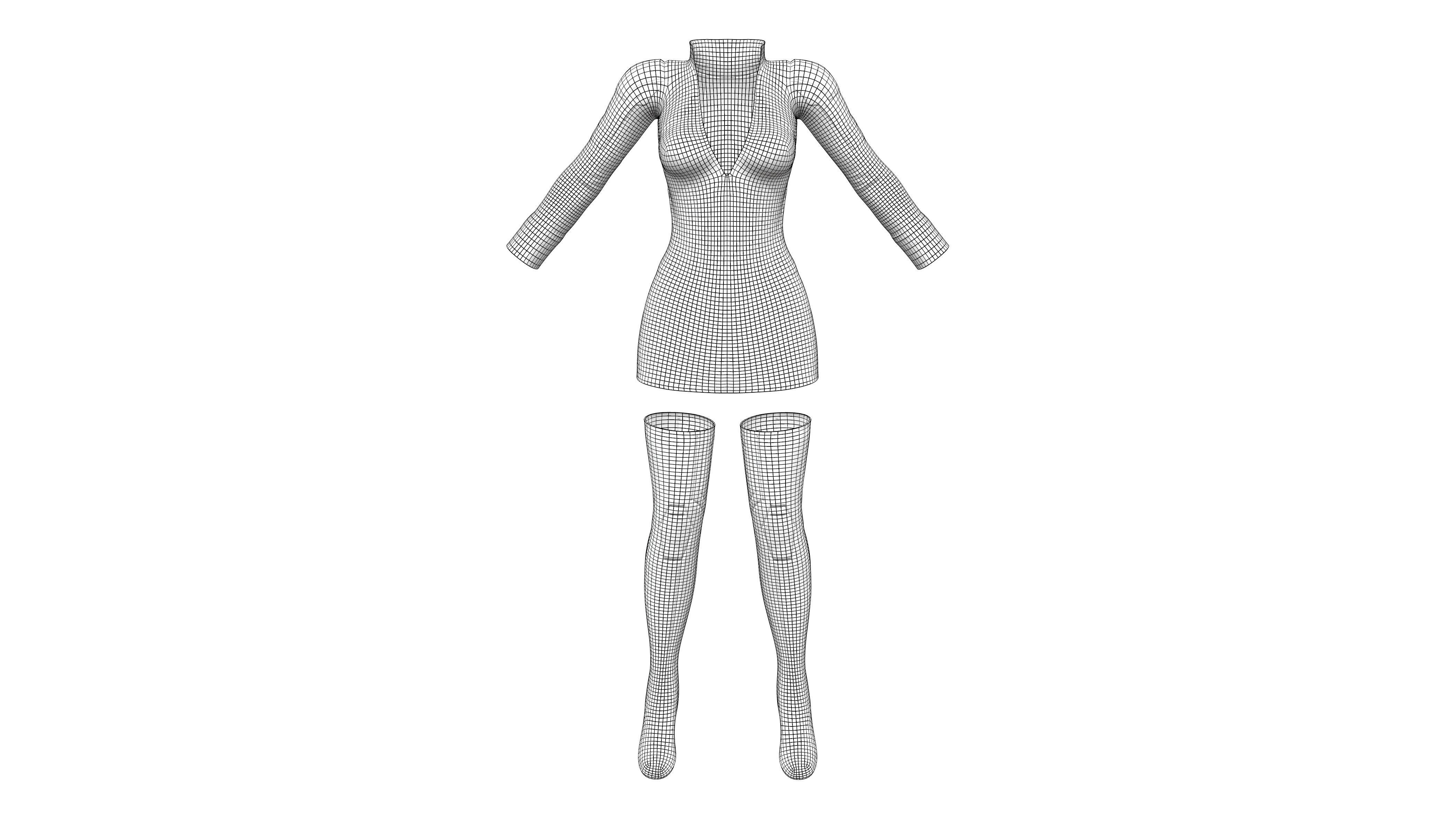 3D model Sci-fi Officer Scientist Secretary Outfit VR / AR / low-poly ...