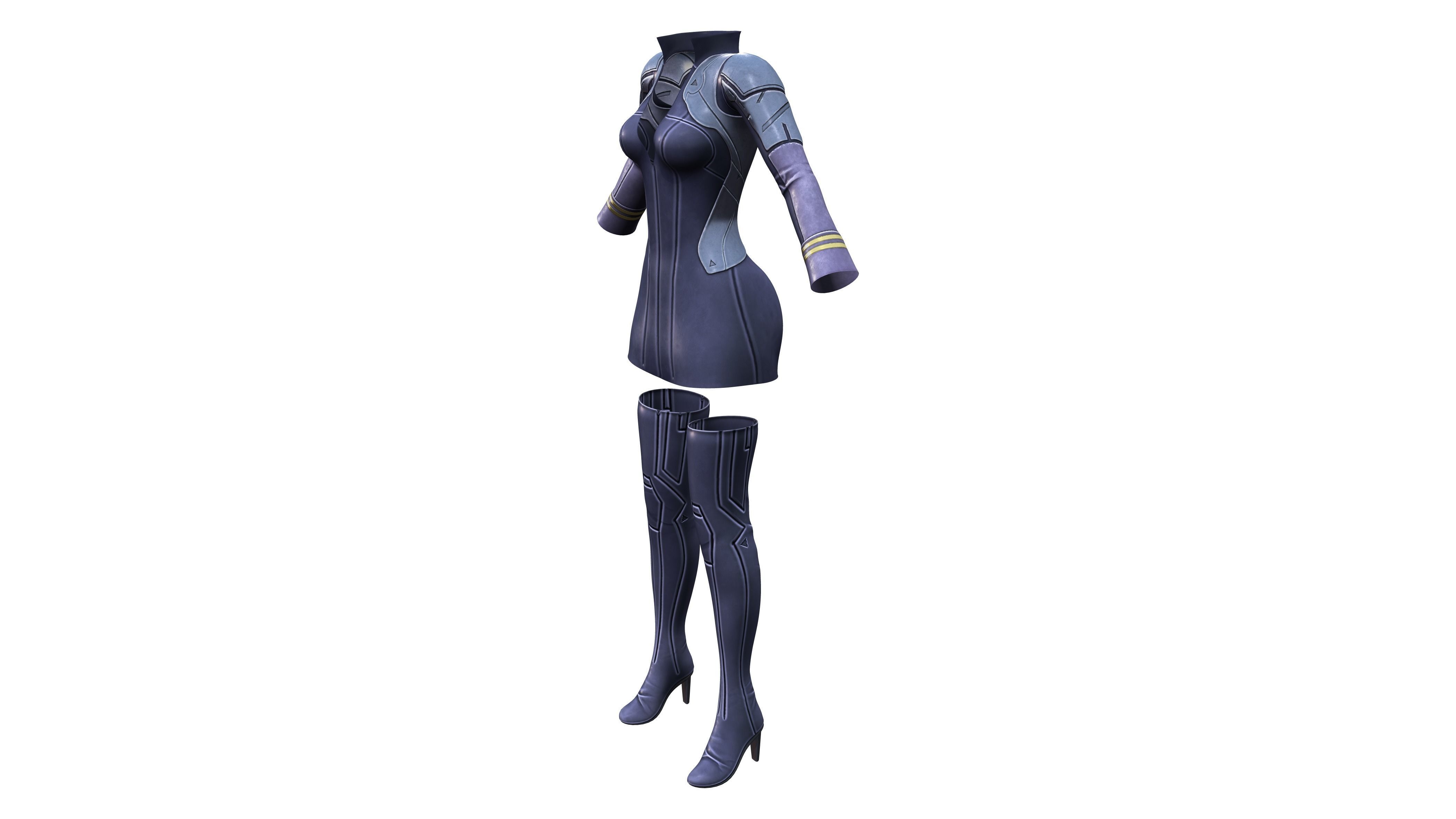 3D model Sci-fi Officer Scientist Secretary Outfit VR / AR / low-poly ...