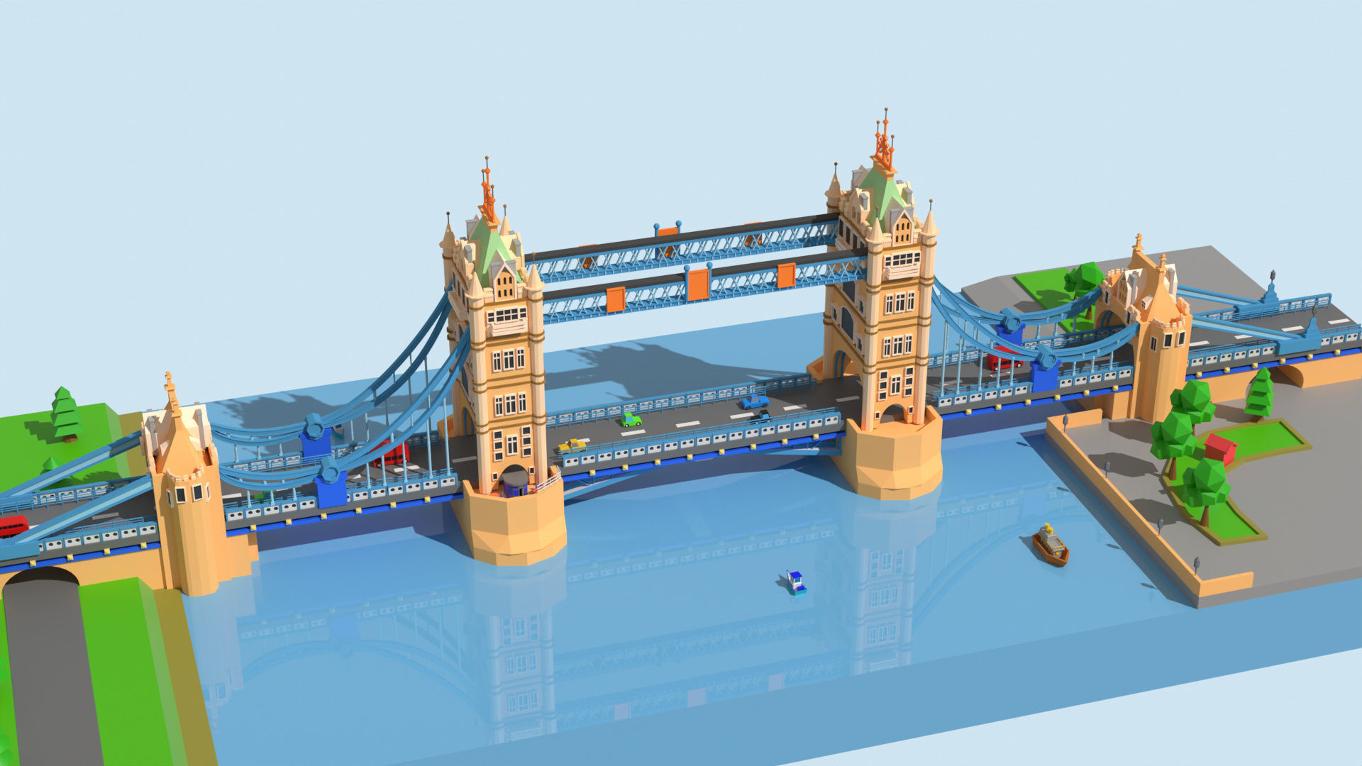 3D model London - tower bridge VR / AR / low-poly | CGTrader
