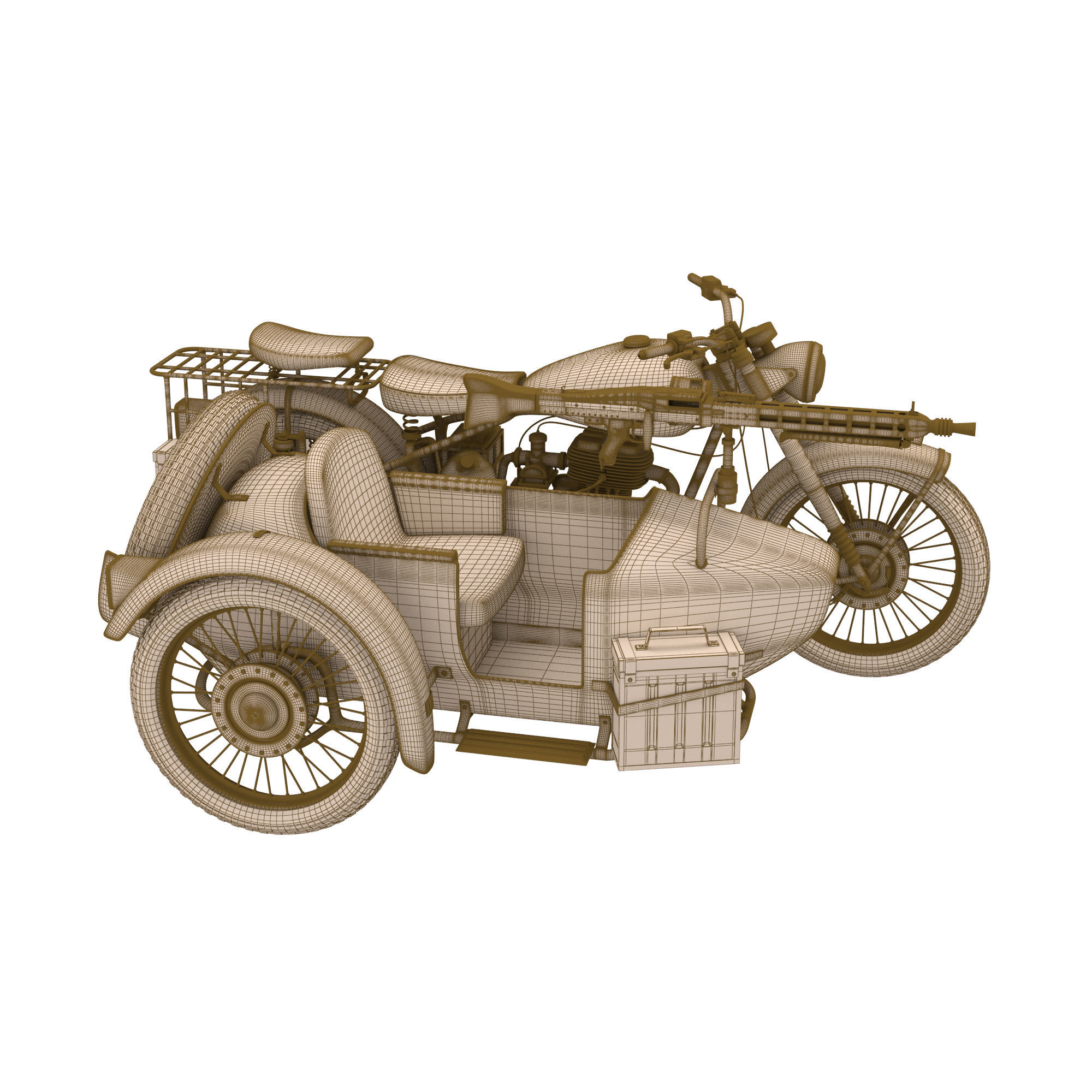 3D model BSA Motorbike Sidecar with Gun VR / AR / low-poly | CGTrader
