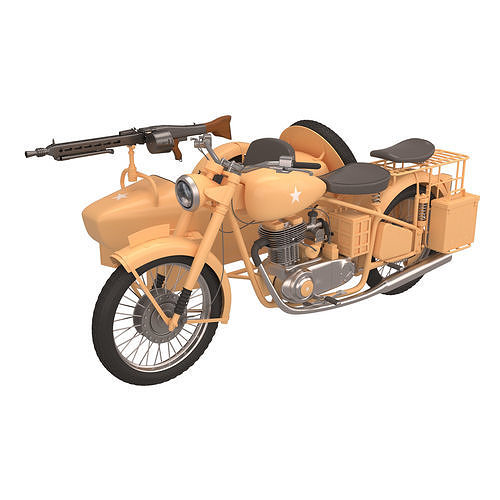 3D model BSA Motorbike Sidecar with Gun VR / AR / low-poly | CGTrader