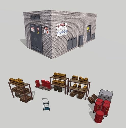 3D model Chemical Explosive Wharehouse and Chemical Containers VR / AR ...
