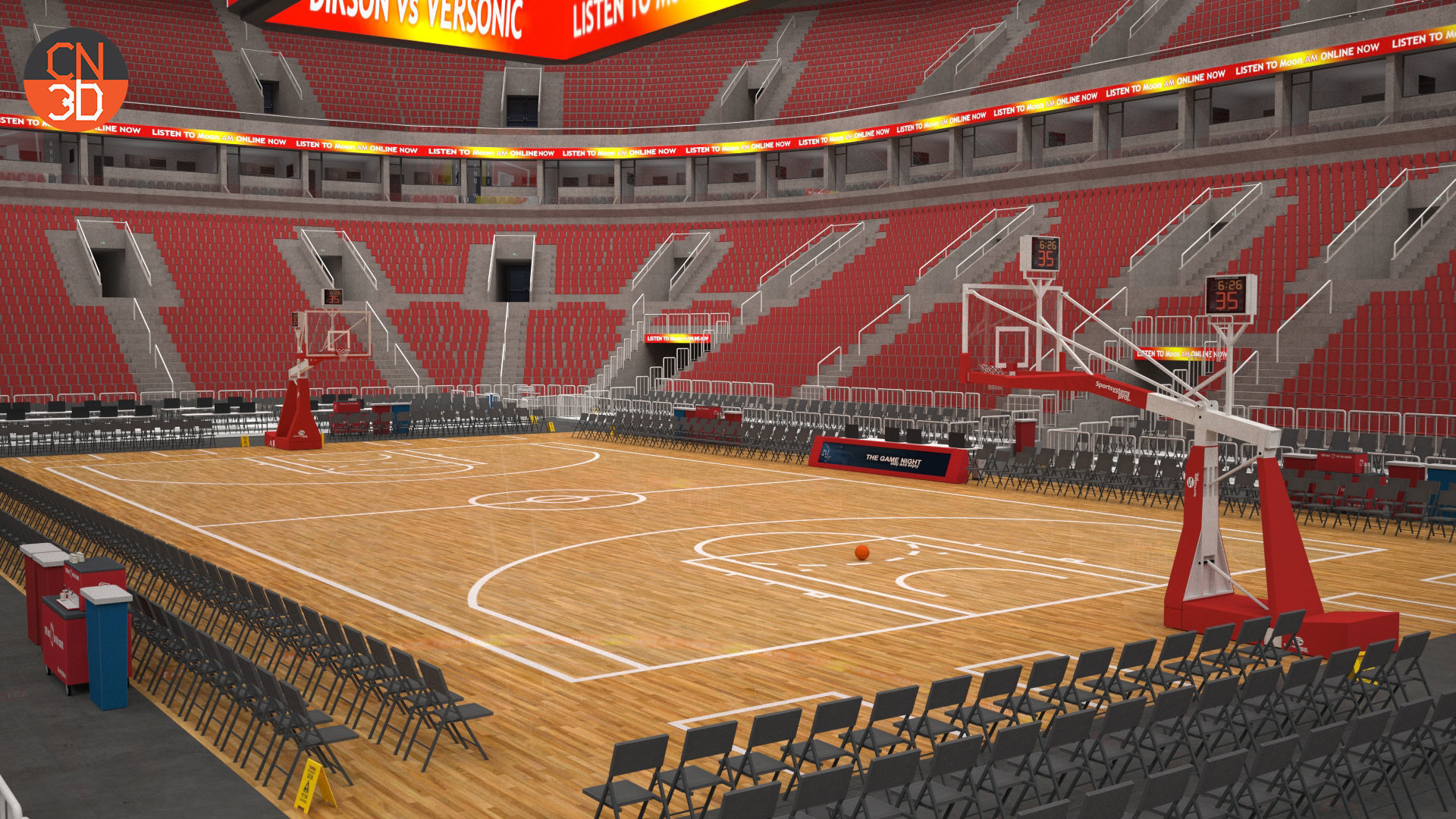 3D model Basketball arena v2 - interior - low poly VR / AR / low-poly ...