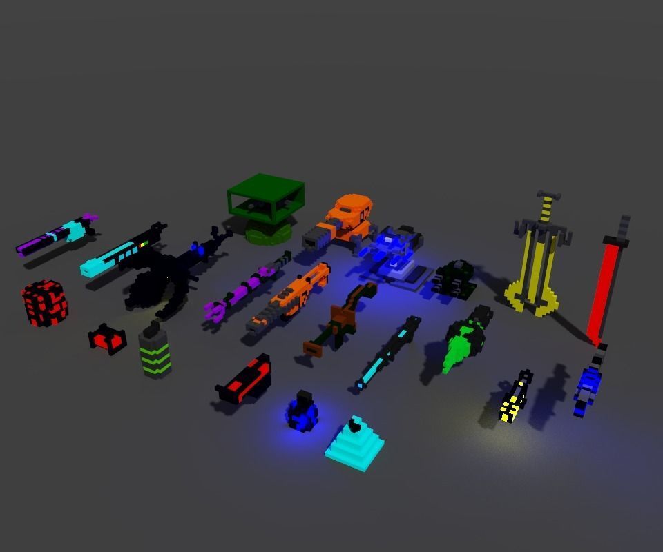 3D model Voxel Guns VR / AR / low-poly | CGTrader