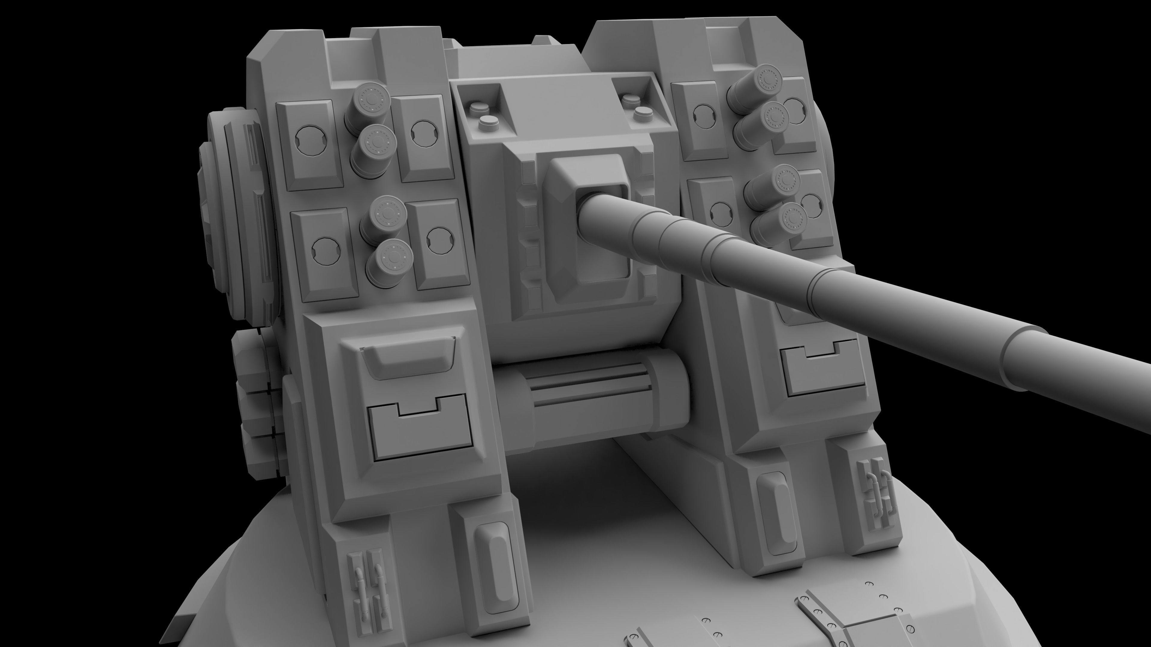 3D model Lowpoly Missile Launcher Turret and Gun Turret VR / AR / low ...