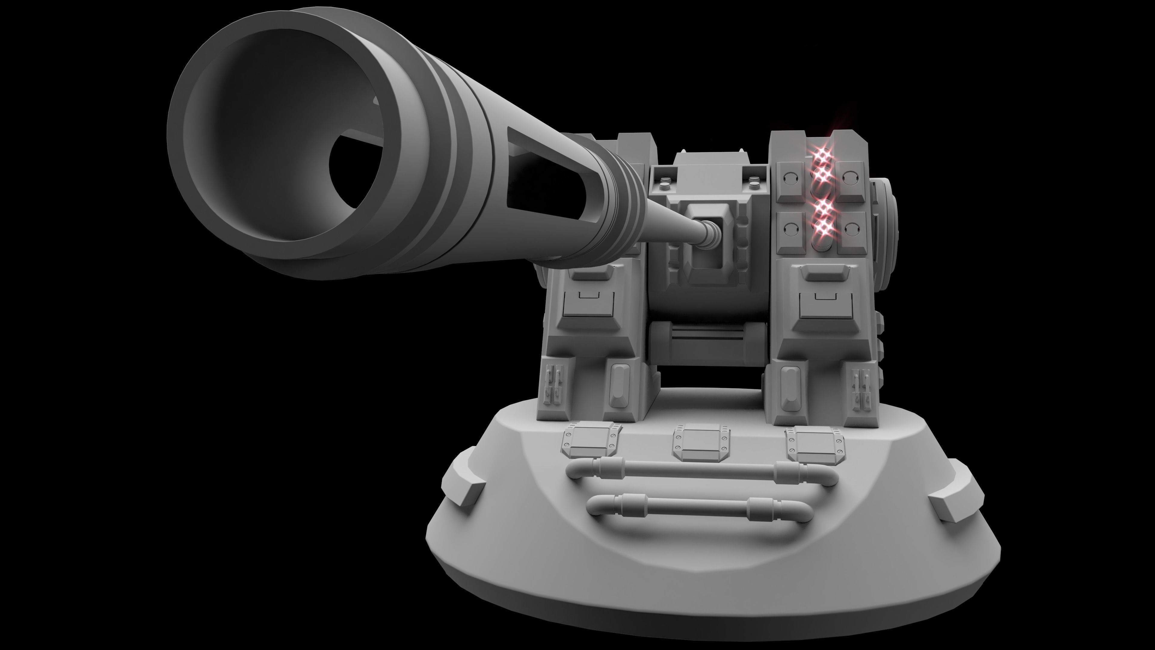3D model Lowpoly Missile Launcher Turret and Gun Turret VR / AR / low ...