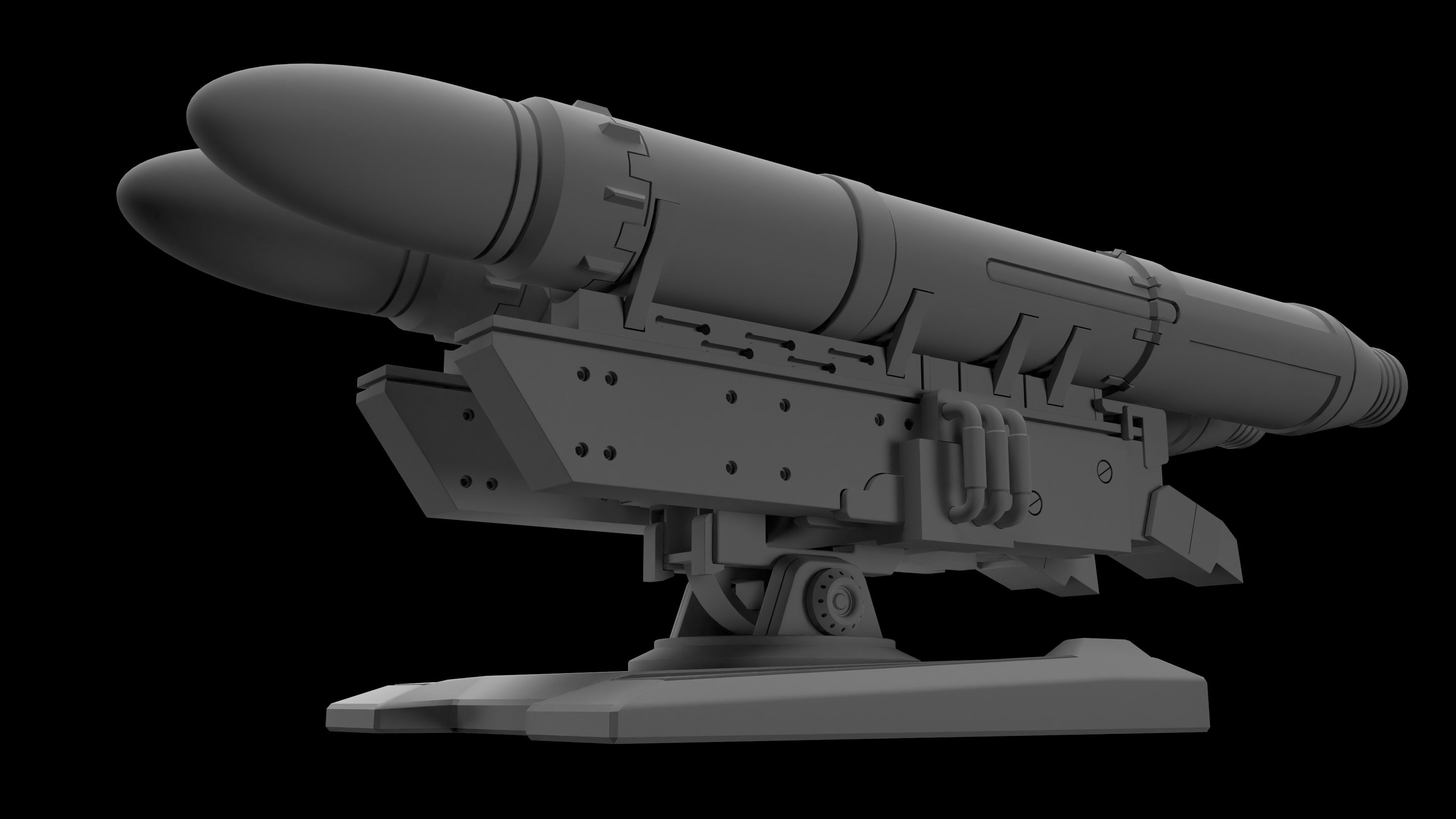 3D model Lowpoly Missile Launcher Turret and Gun Turret VR / AR / low ...