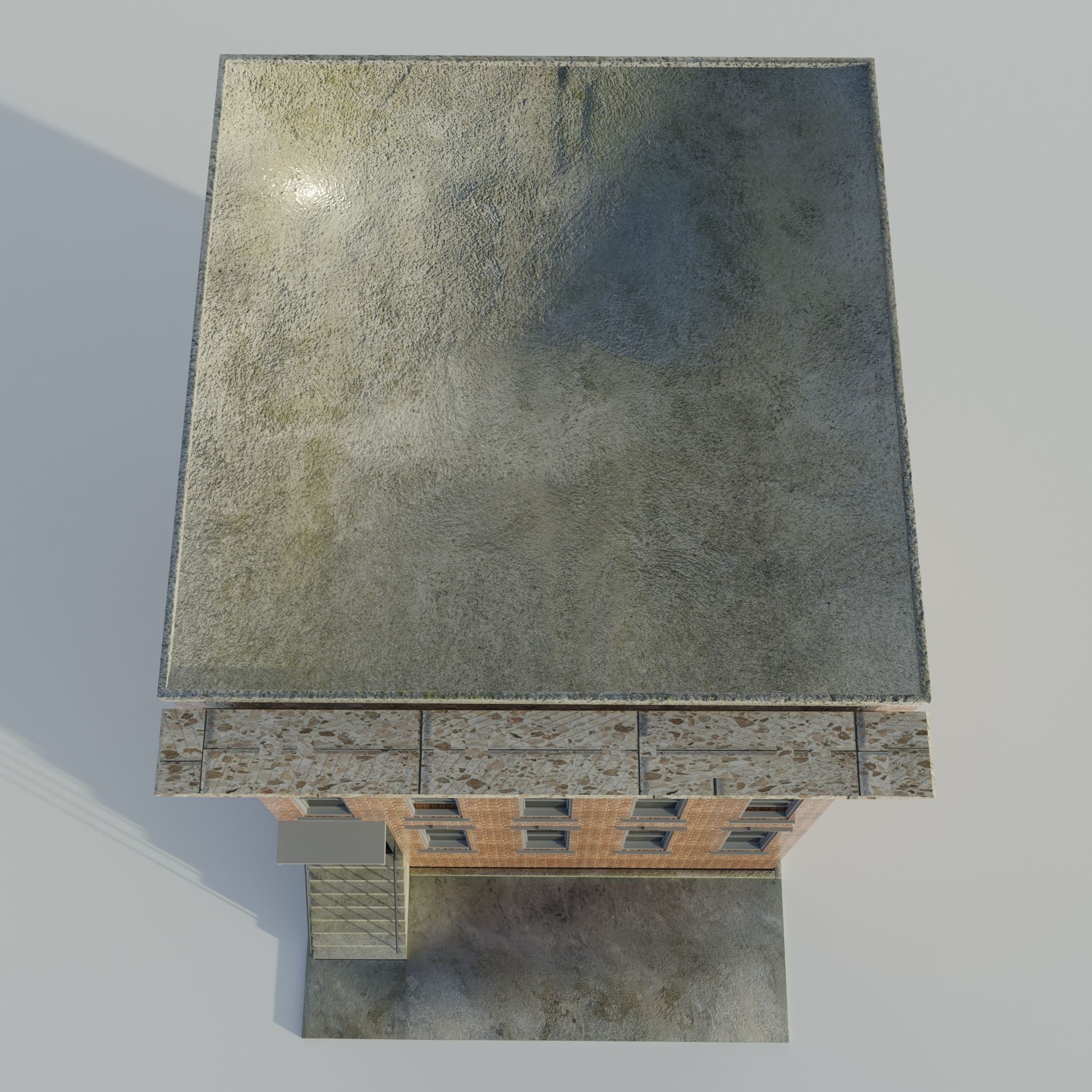 Building brick with stairs and windows 3D model | CGTrader