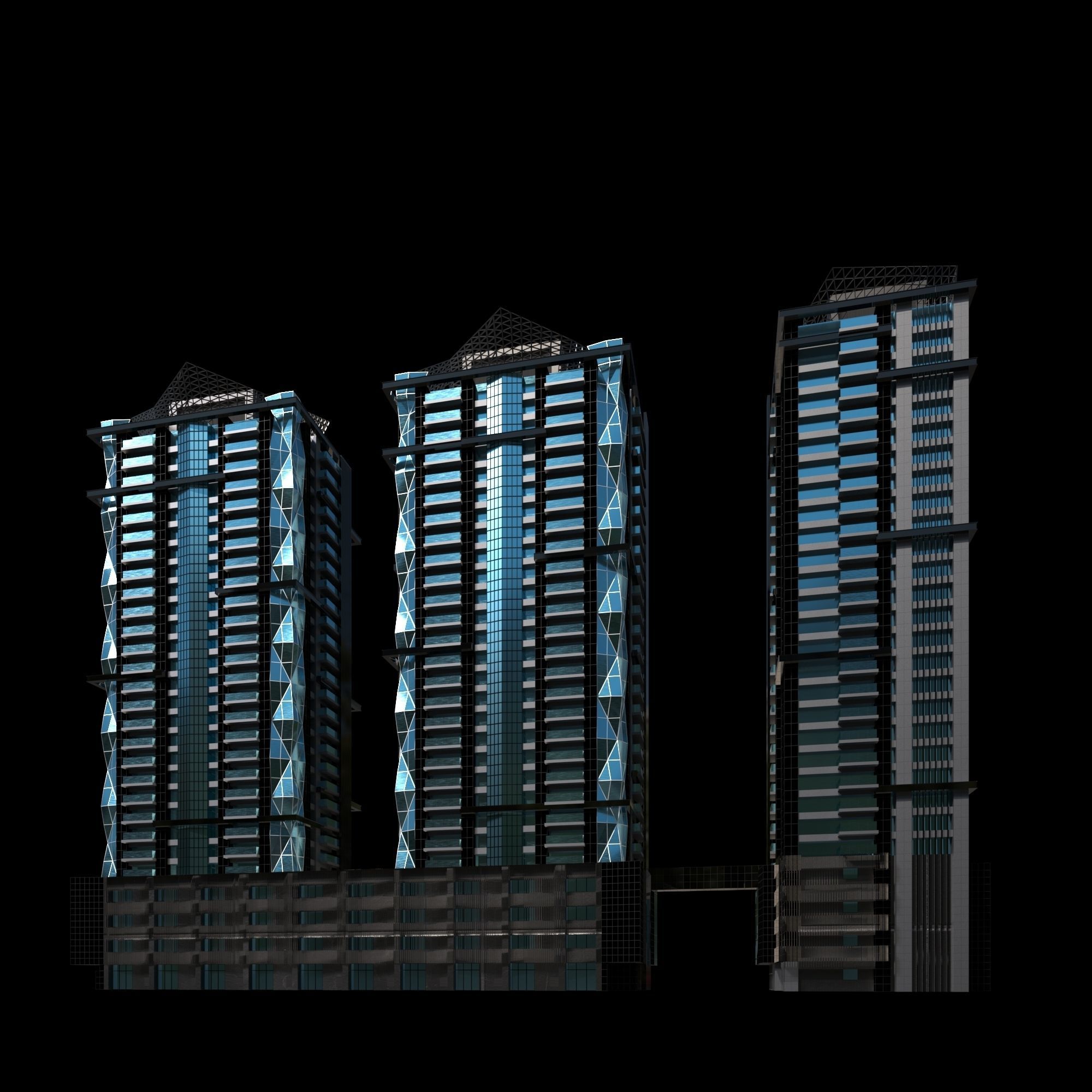 DIAMOND TOWERS TAIWAN TAIPEI 3D model | CGTrader