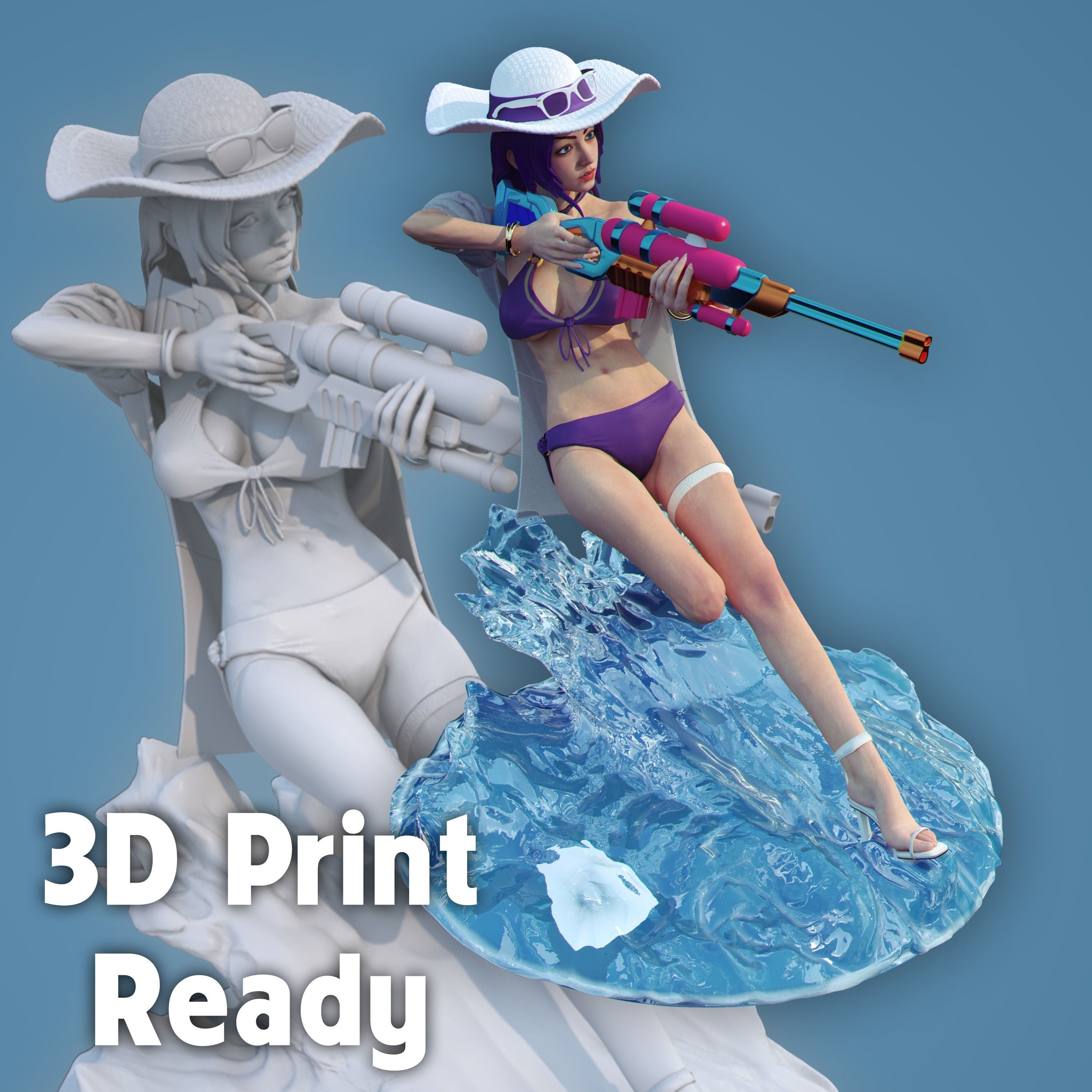 Caitlyn Pool Party - Fanart 3D Print redy 3D model 3D printable | CGTrader
