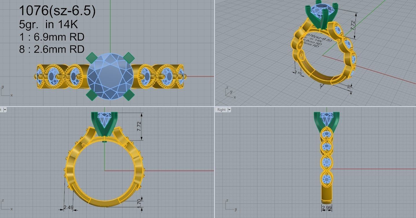 Peg Head Setting Diamond Ring 1077 3D model 3D printable | CGTrader