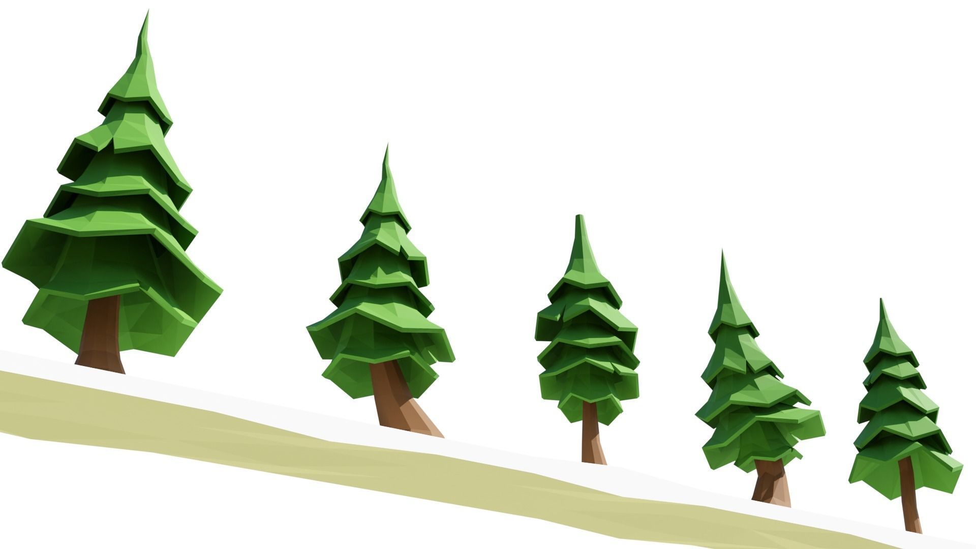 3D model Low Poly PineTree fir trees in snow VR / AR / low-poly | CGTrader