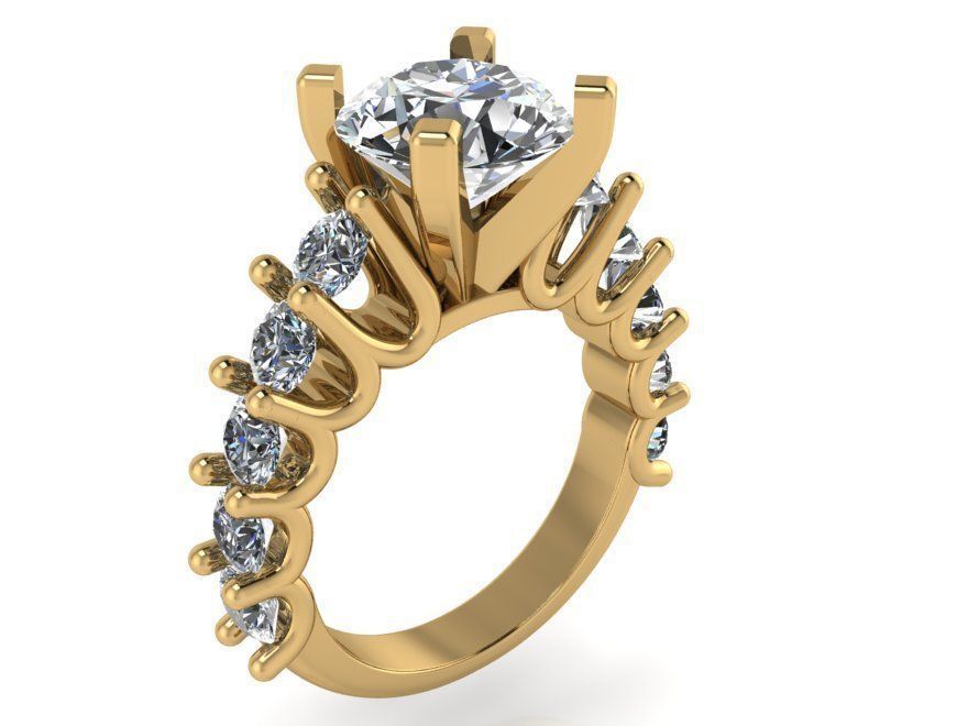 Peg Head Scallop Setting Diamond Ring 1091 3D model 3D printable | CGTrader